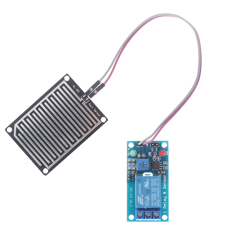 RAIN WATER SENSOR Detection module+DC 5V 12V Relay Control Module for ...