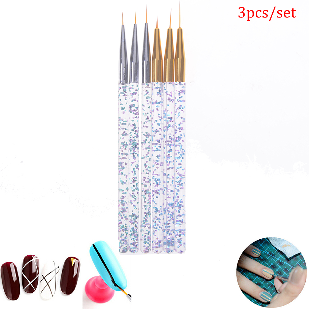3Pcs/Set Nail Art Liner Brush Painting Drawing Lines Grid Acrylic Pen ...