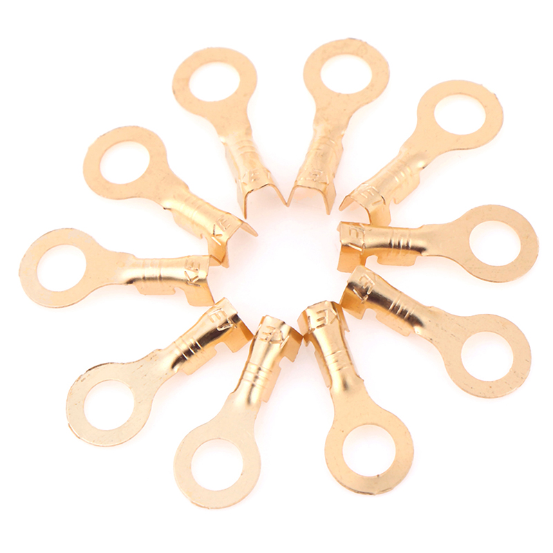 100Pcs 4.2mm Gold Brass Round Terminal Power Supply Wire Connector J ...