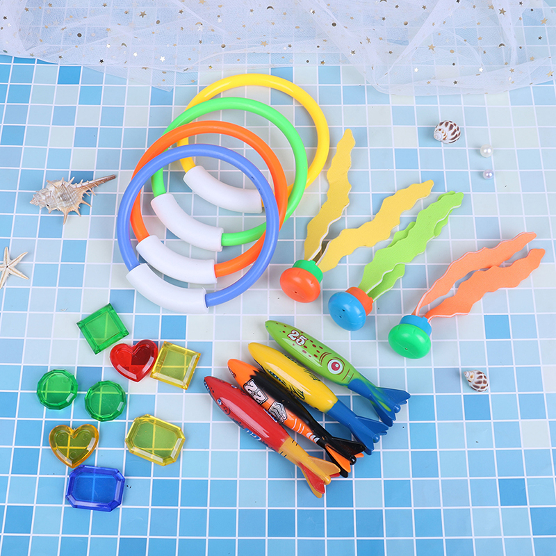 19pcs Swimming Pool Throwing Diving Toys Underwater Rings Diving Circle ...
