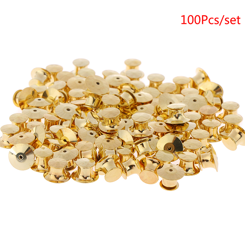 100Pcs/set Gold LOW PROFILE Locking Pin Backs Keepers for all Pin Post ...
