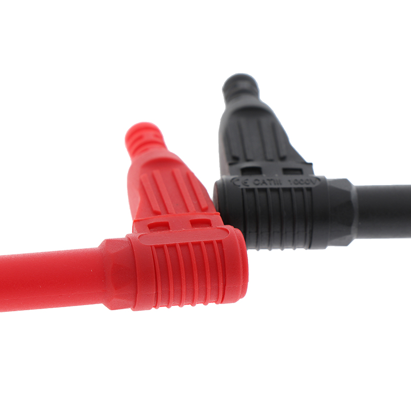 2Pcs Red+Black 4mm Male Right Angle Insulation Banana Plug Multimeter T ...