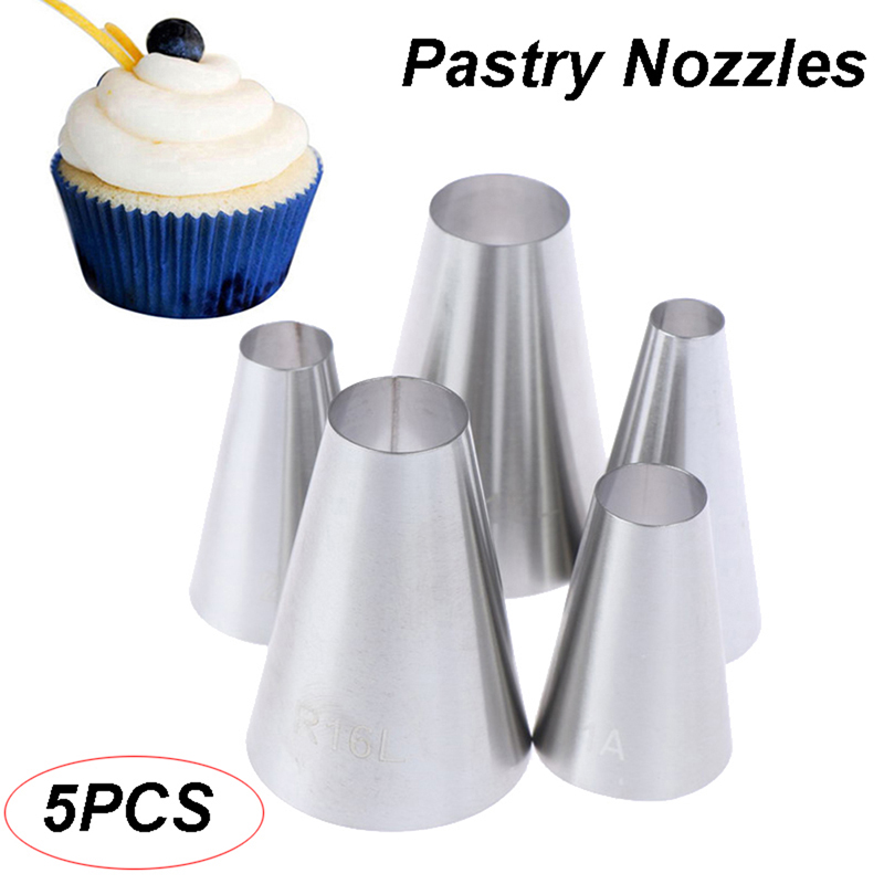 5pcs Large Round Cake Cream Decoration Tips Piping Icing Nozzles Pastry ...