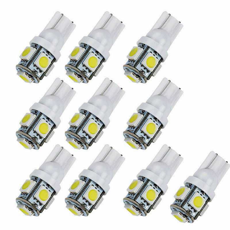 10 pz Lampadine LED bianco zeppa T10 5-SMD 5050 5W5 Indicatore Li-u- KY