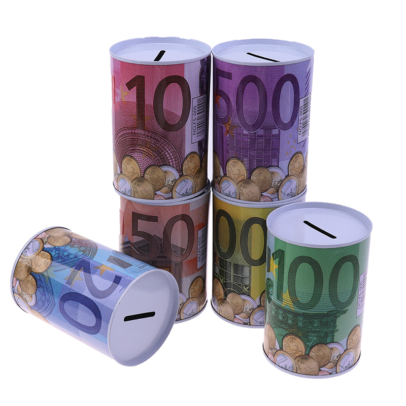 Euro Dollar Money Box Safe Cylinder Piggy Bank Banks For Coins Deposit ...