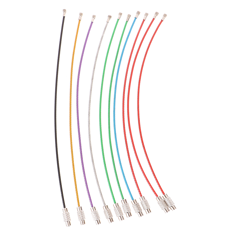 10Pcs Stainless Steel Keychain Rope Wire Cable Loop Screw Lock Gadget Ri.UL Th