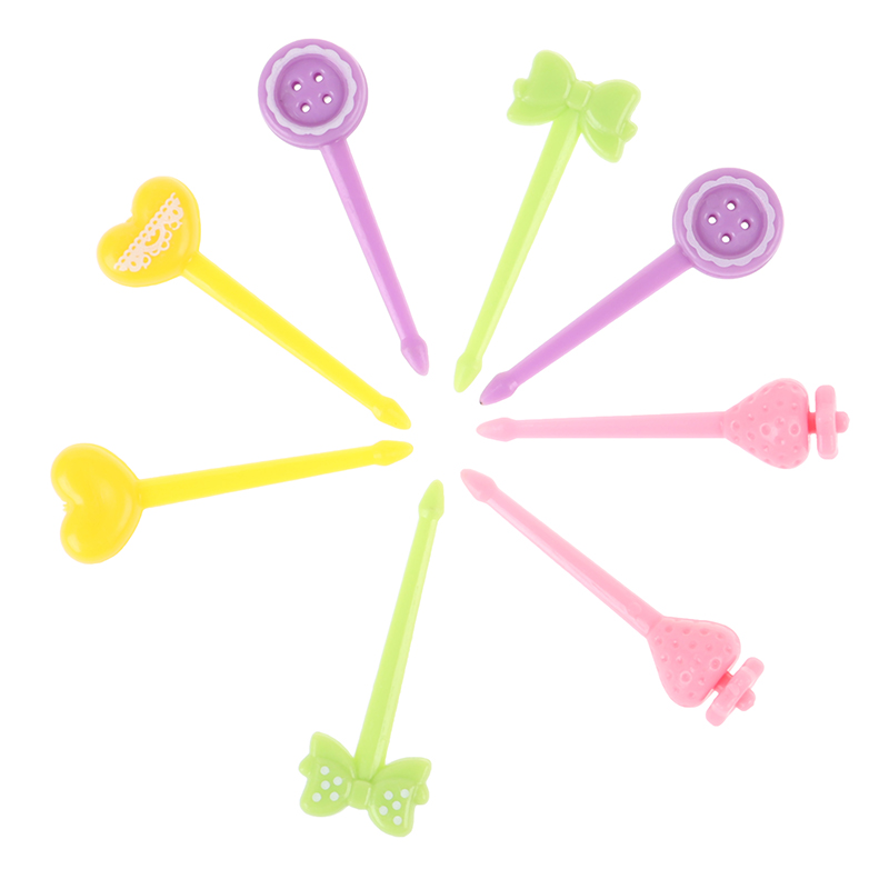 8pcs Fruit Fork Mini Kids Snack Cake Dessert Food Pick Toothpick Bento ...