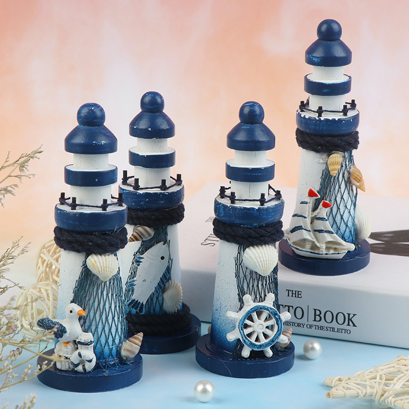 Nautical Wooden Lighthouse Beacon Tower Beach Starfish Shell DIY Crafts ...