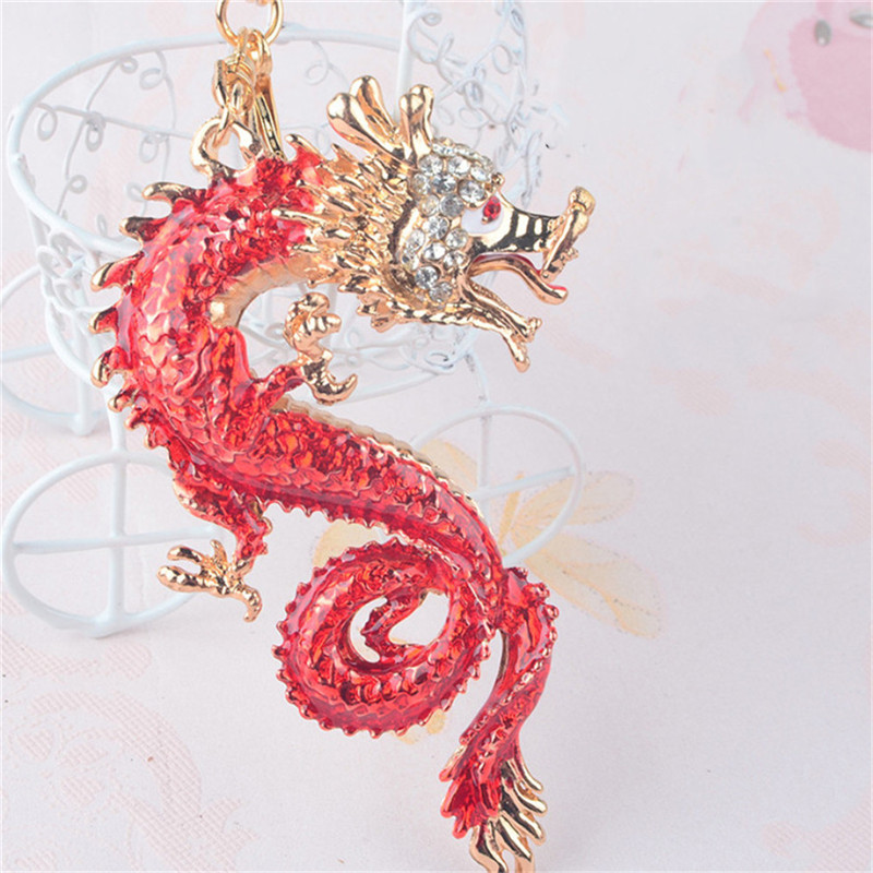 1Pc Dragon Key Rings Chains Holder Simulated Pearl Crystal Animal KeychaiA_hg Th