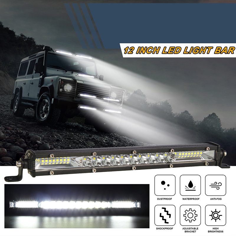 12inch 450W LED Work Light Bar Combo Spot Flood Driving Off Road SUV Boat ATV