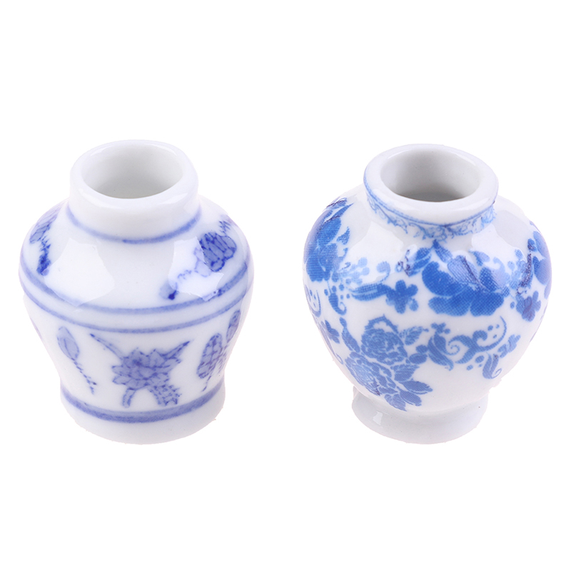 1/12 Dollhouse Miniature Blue and white porcelain vase Accessories Toy ...