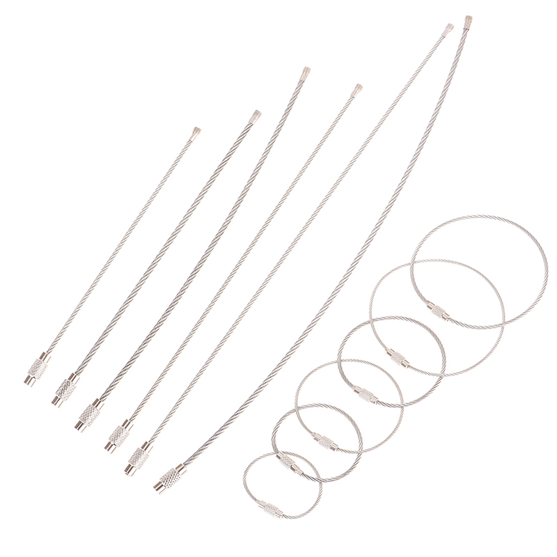 20PC Wire Rope Key Chain Stainless Steel Wire Keychain Carabiner Cable Key R  Th