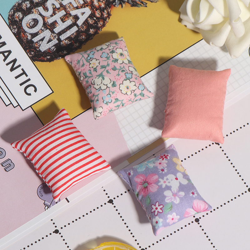 2Pcs/lot 1/12 Dollhouse Miniature Mini Pillow Cushions Furniture ...
