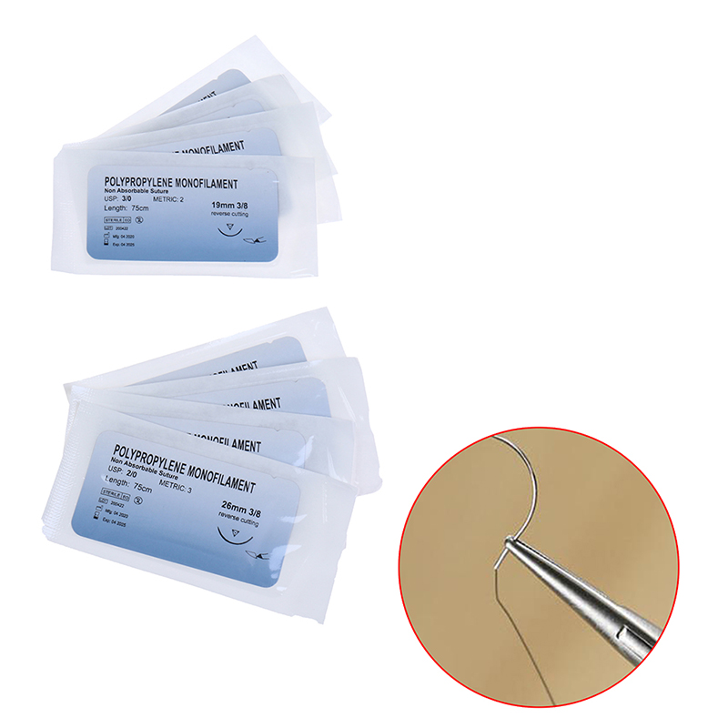 12Pc Polypropylene Medical Needle Suture Monofilament Thread Suture ...