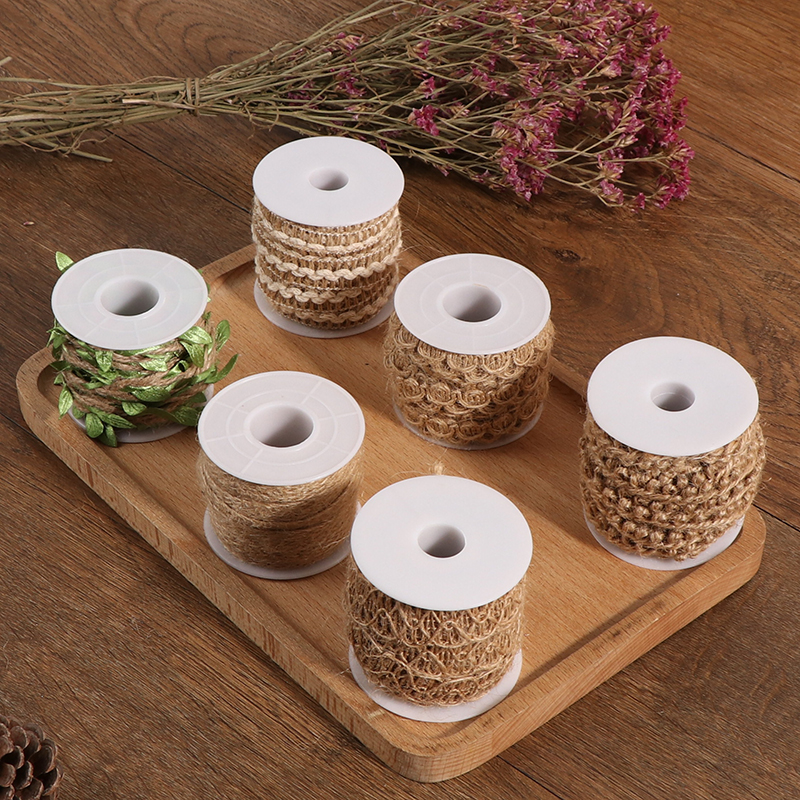 5M Roll Natural Jute Burlap Roll Hessian Ribbon Lace Rustic Party Wedding Dec Pe