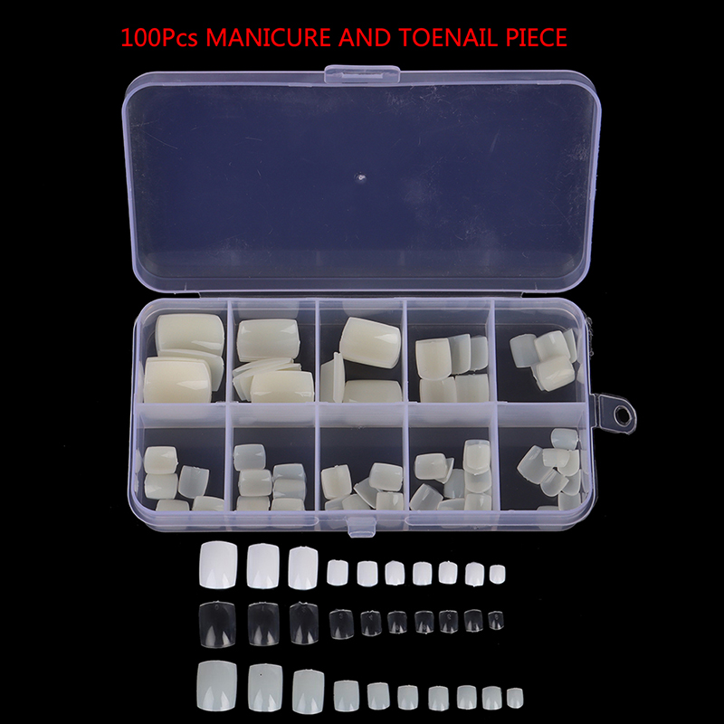 100x Acrylic Toe False Nails Tips Foot Fake Manicure t Decoration ...