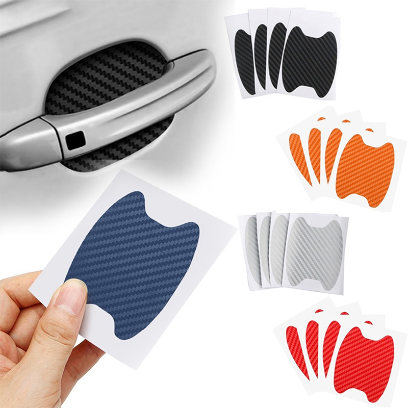 4Pcs/Set Car Door Sticker Carbon Fiber Scratches ResistantHandle Protection Film