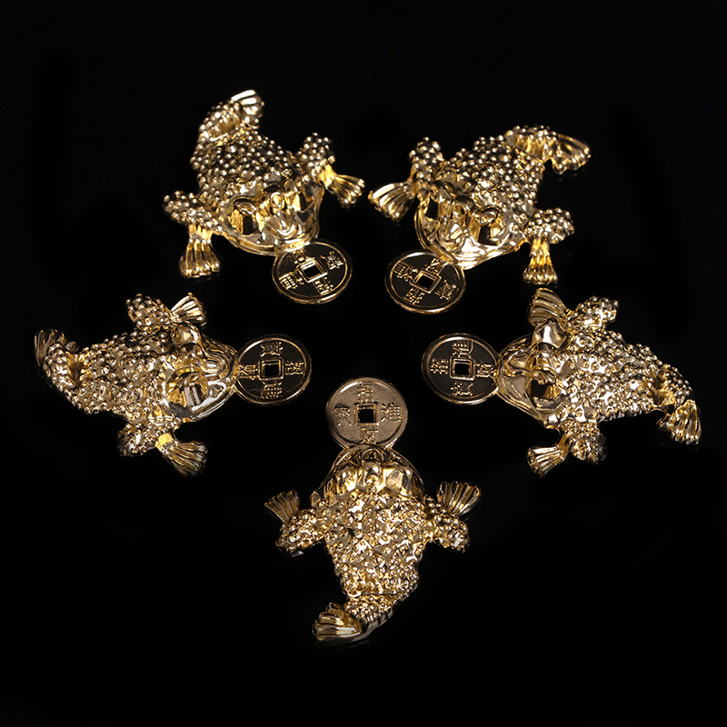 5Pcs Feng Shui Pocket Toad Frogs Fortune Keychain Charm Bag Pendant Home Deco Pe