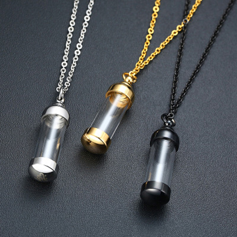 Openable Glass Vial Necklace Pendant Memorial Ash Bottle Cremation Pet Jewelr Pe