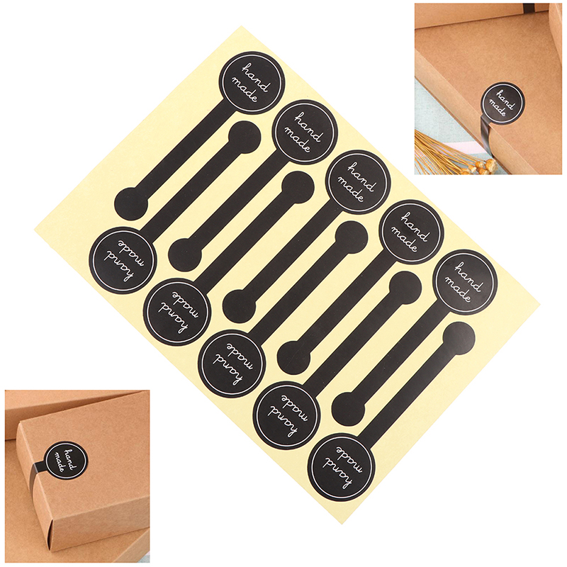 100PCS Adhesive Long Style Handmade Cake Packaging Sealing Label Kraft ...