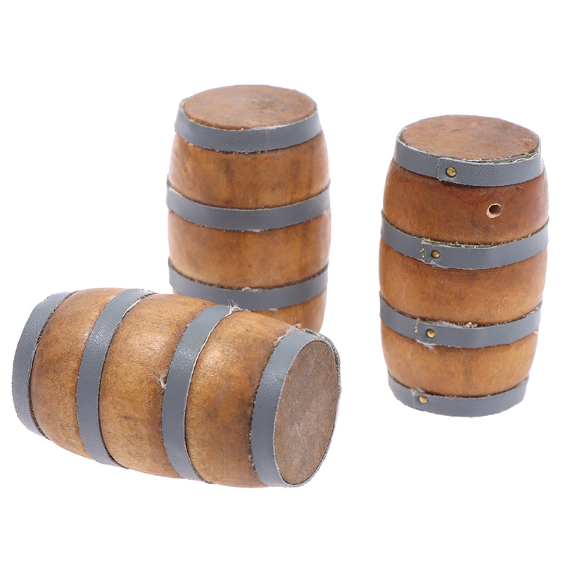 1:12 miniture Dollhouse Mini Wooden Red Wine Barrel Beer Cask Beer Keg ...