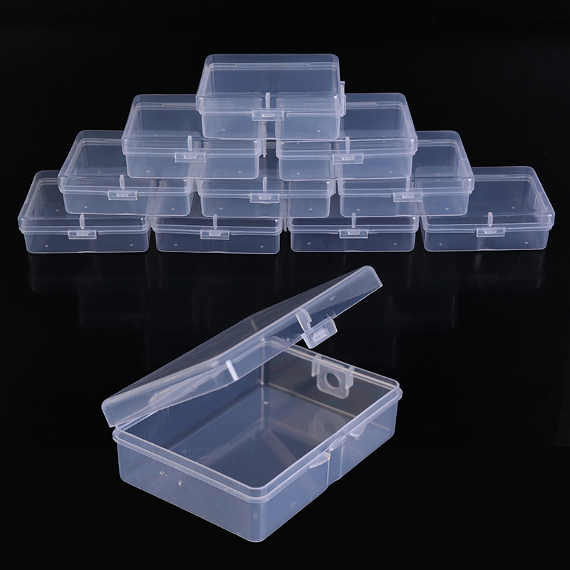 10Pcs Clear Storage Box Rectangle Plastic Earplugs Bead Jewelry Case ...