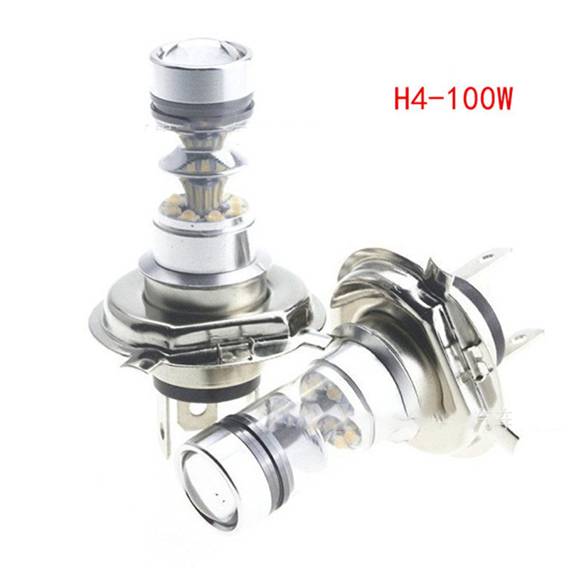 H4 100W 20LED Lampadina Hi/Lo Beam HID 6000K Faro Moto Bianco Alto Pow YT
