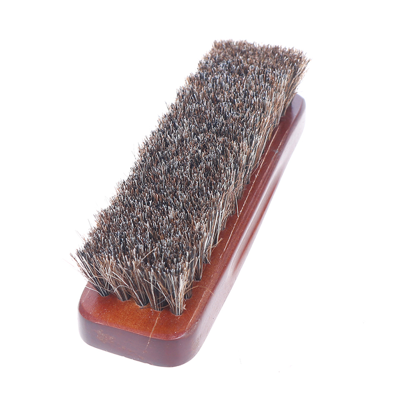 Natural wood Bristle Horse Hair Shoe Boot Brush Care Clean Shine Polish ...