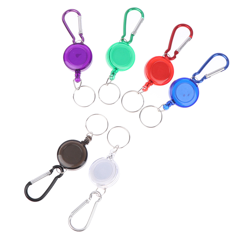 1PC Retractable Key Chain Recoil Carabiner Ski Pass Owner Telescopic ...