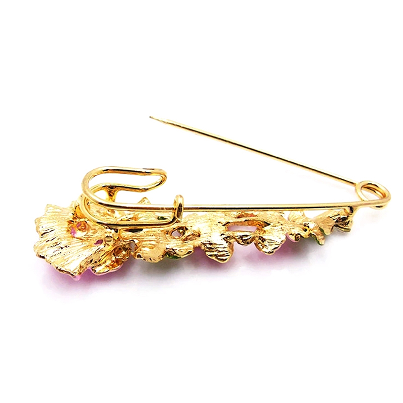 Elegant Rhinestone Pin Flower Enamel Brooch Women Simple Lapel Pin ...