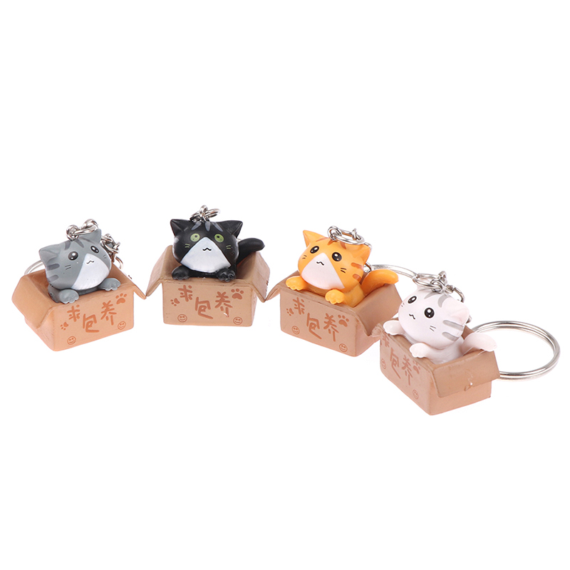 Cute Little Box Cat Key Chain Kawaii Kitten Car Keychain Fashion Letter Keyri Th