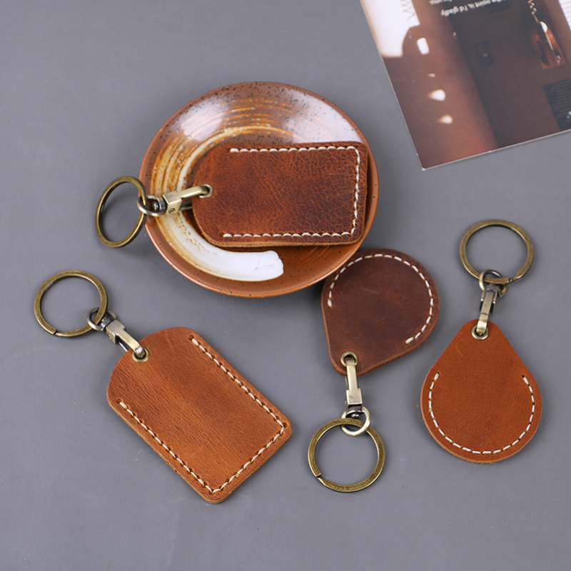 Vintage Leather Access Card Holder Keychain Community Cards Protective Key Ca Th