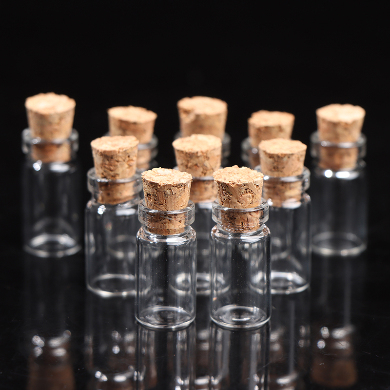 10pcs Small Glass Bottles with Cork Tiny Vials Jars 11x22mm For Wedd_Z0 ...