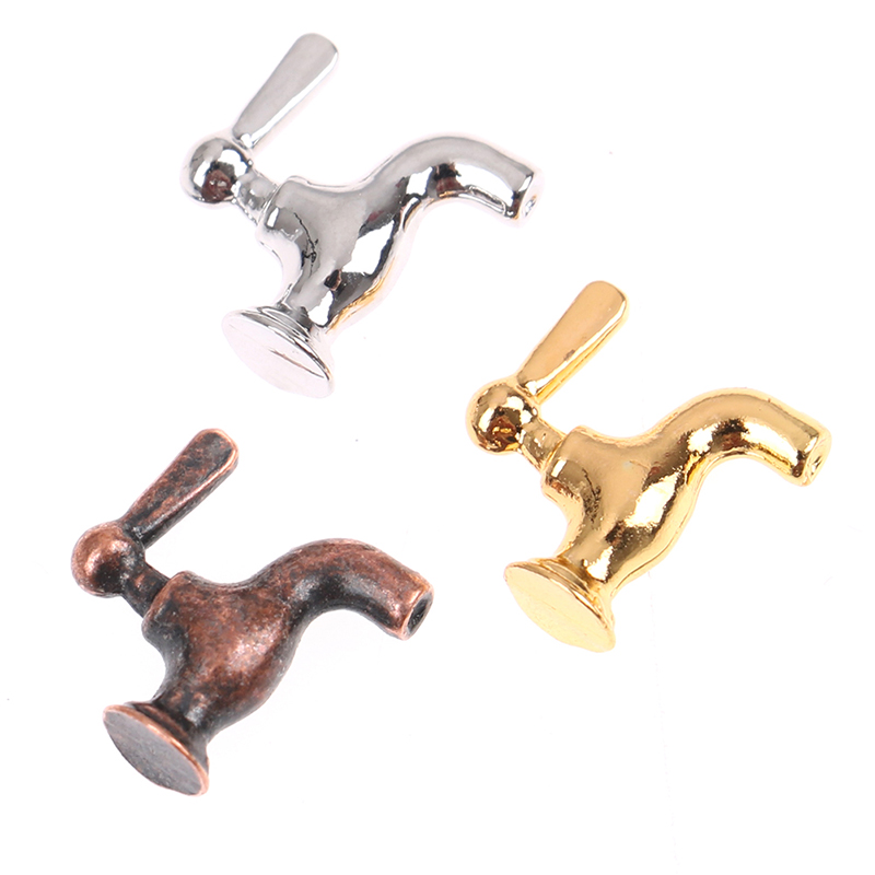 4pcs/set 1:12 Dollhouse Miniature Metal Water Tap Faucet Bathroom ...