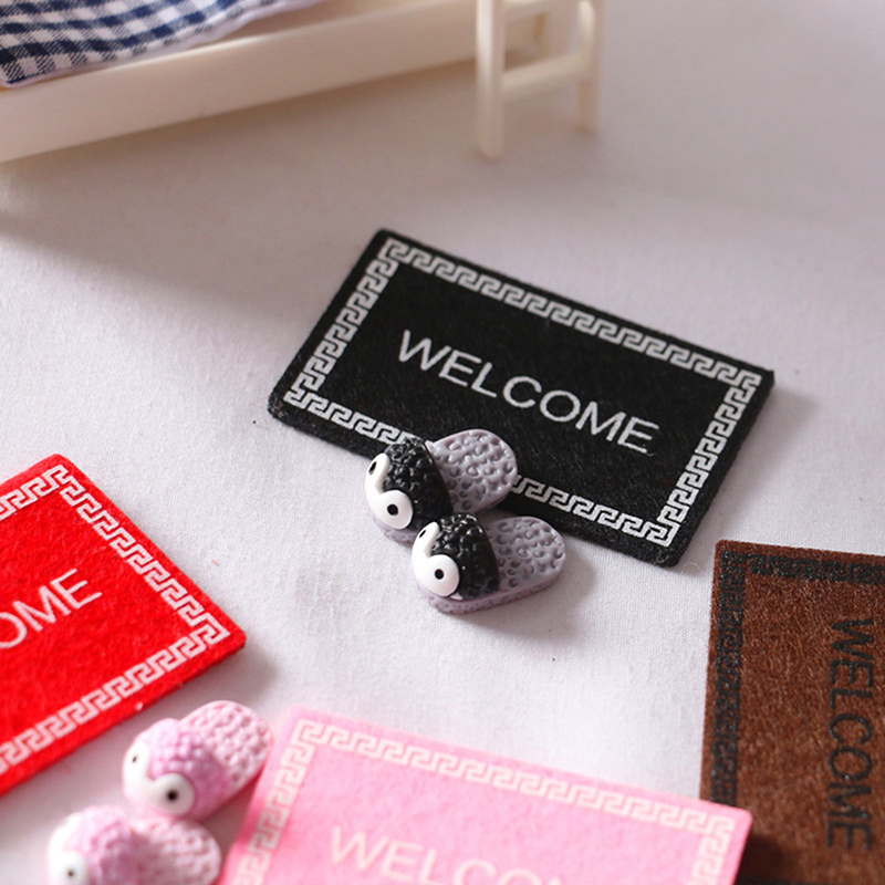 1:12 doll house floor decoration welcome carpet mini slippers miniat-qk ...