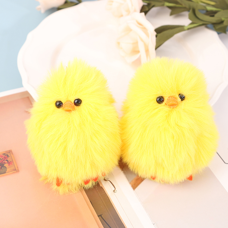 2Pcs Easter Chick Keychain Plush Chicken Keyring,Yellow Chick Easter Party De Th