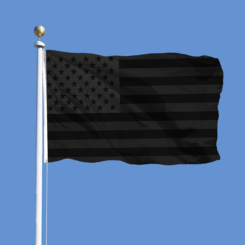 ALL BLACK AMERICAN Flag 3x5 Ft brodé pur noir US Flag Blackout Tactical ...