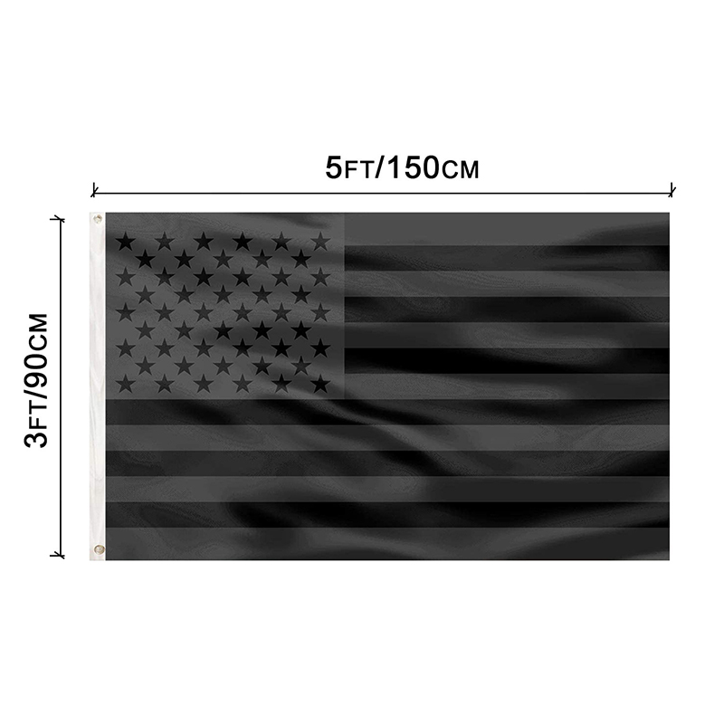ALL BLACK AMERICAN Flag 3x5 Ft brodé pur noir US Flag Blackout Tactical ...