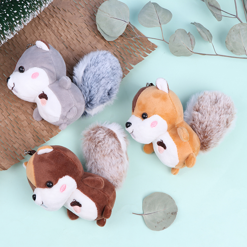 Mini Squirrel Plush Toy Decorations Oversized Tail Squirrel Ornament Keychain ba