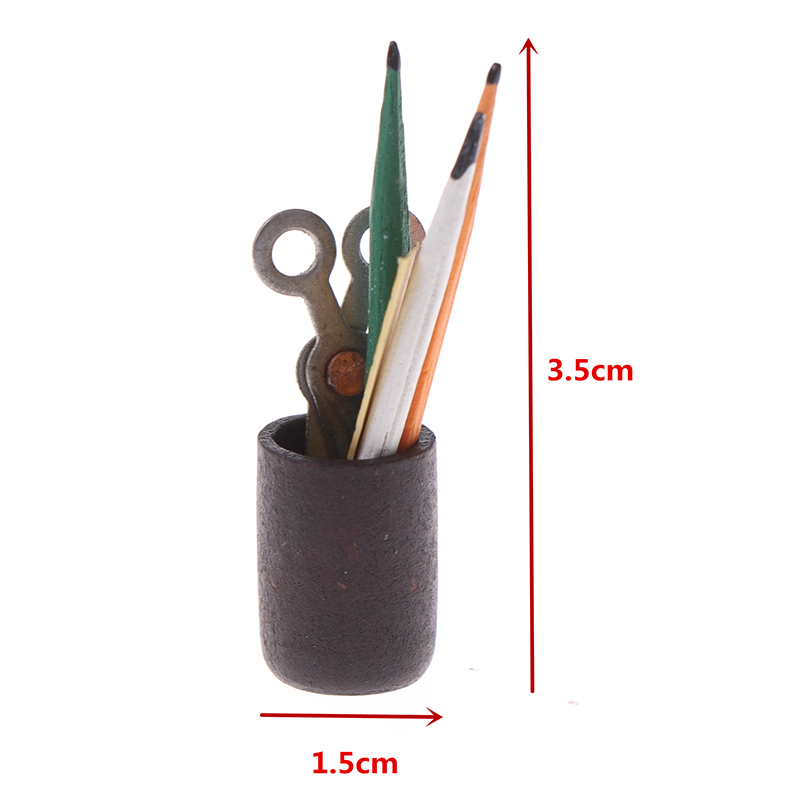 1:12 Dollhouse Miniature Pen Cup Holder with Pencil Ruler Scissor | eBay