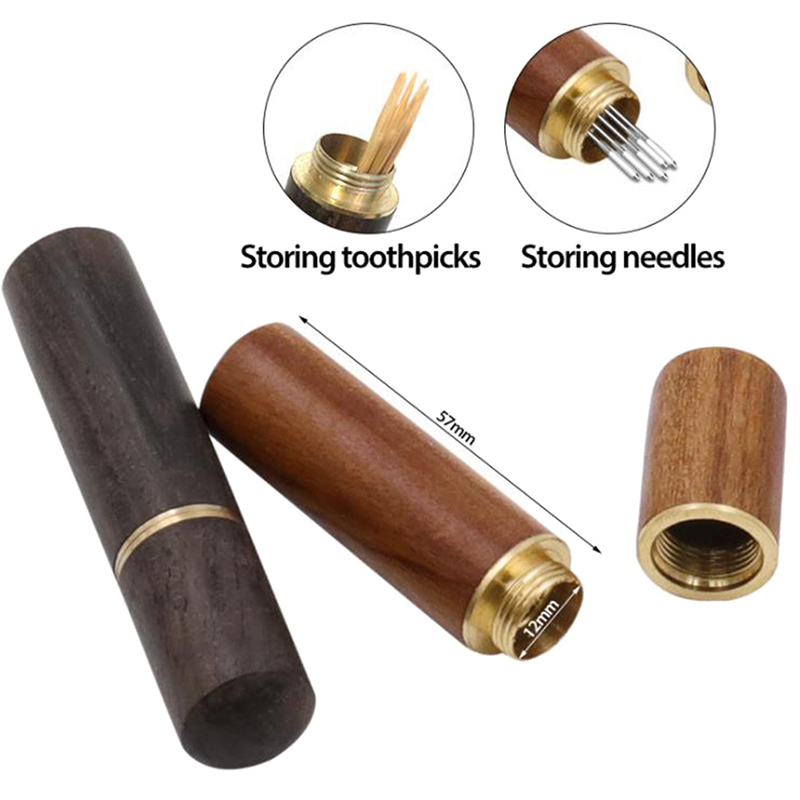 2Pcs Portable Toothpick Bucket Wood Toothpick Holder Bucket Mini Box ...
