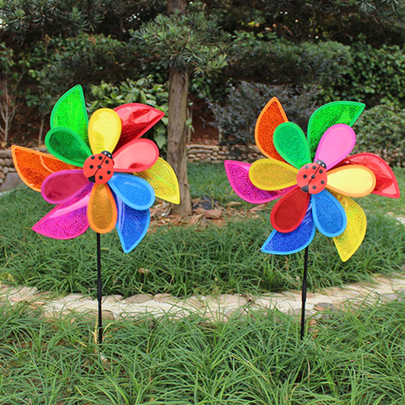 Double Layer Ladybug Windmill Wind Spinner Pinwheel Home Garden Yard ...