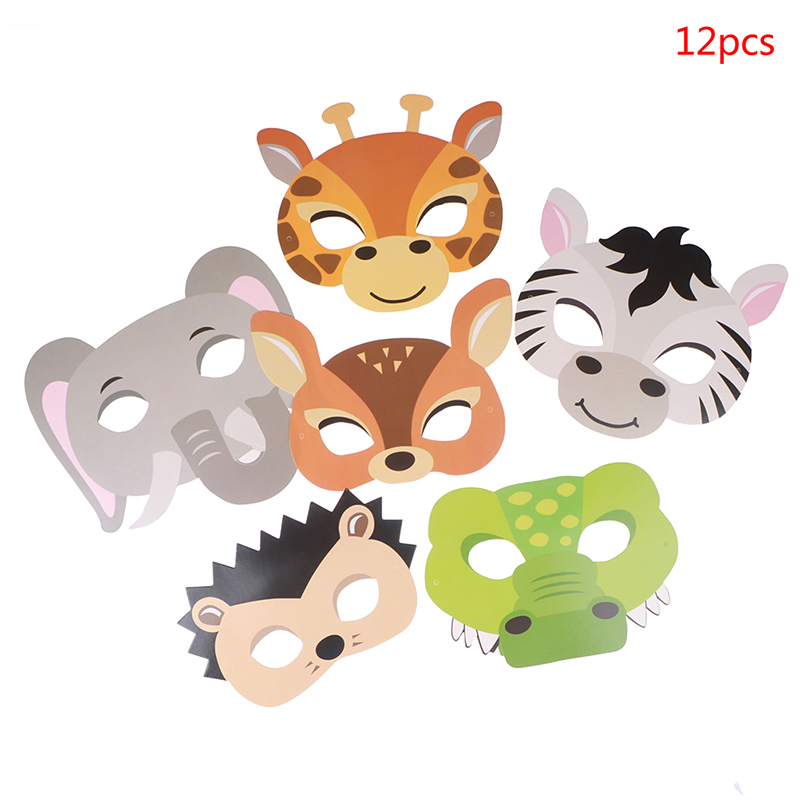 12pcs Mask Birthday Party Supplies Paper Animal Masks Cartoon Kids ...