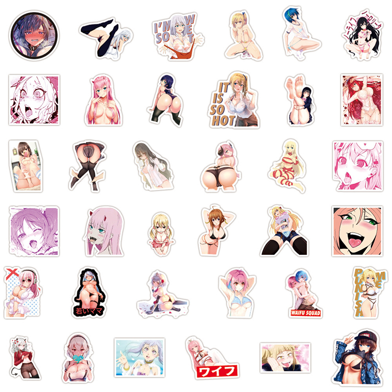 100 pz adesivi anime ragazze Waifu fai da te chitarra portatile skateboard moto BFH Y4