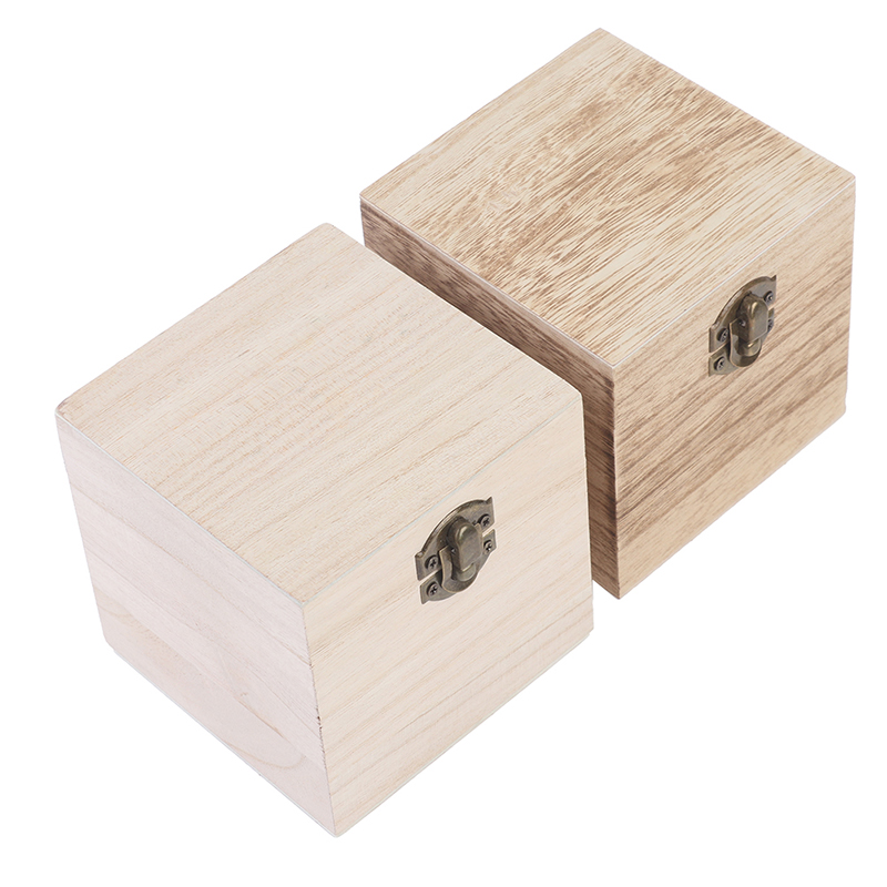 Retro Jewelry Box Desktop Natural Wood Clamshell Storage Hand ...