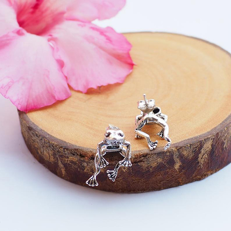 Cute Frog Earrings For Women Girls Animal Stud Earrings Piercing Earrings# F3
