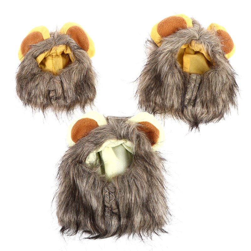 Lindo Lion Mane Cat Wig Ropa para mascotas Gat Gat Gat Gat Afía Cosplay Vestido