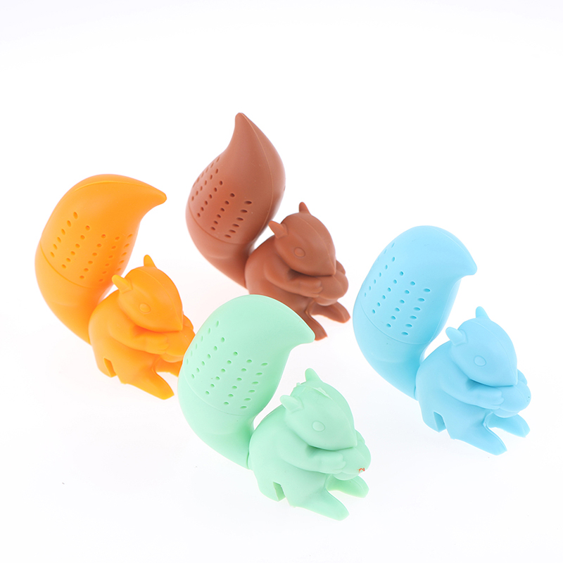 4 Color Tea Infusers Cute Squirrel Shape Silicone Strainers Tea Strainer Infu ba