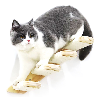 Cat Climbing Shelf Wall Mounted, Four Step Cat Stair with Scratcher for Platform