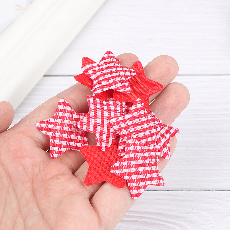 50pcs Red Scottish Vecha Fabric de Noël Star Party Mariage Decoration DIY